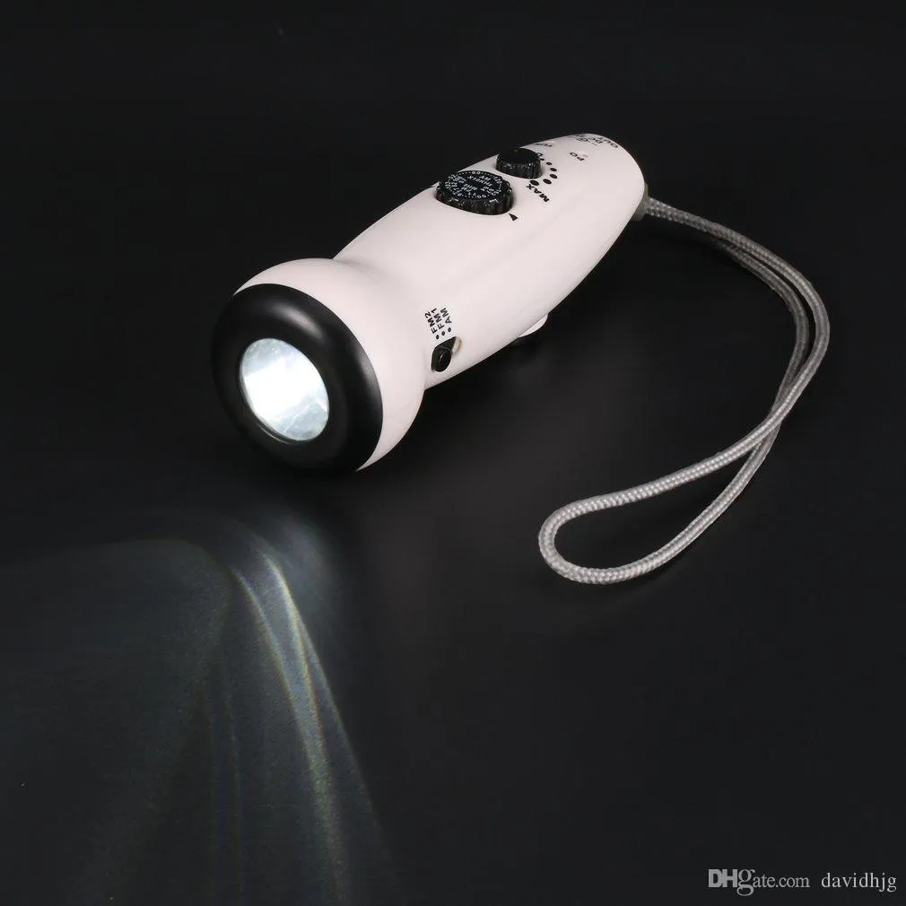 Flashlight Hand Crank Dynamo Radio Torch Light: AM/FM Emergency Radio ...