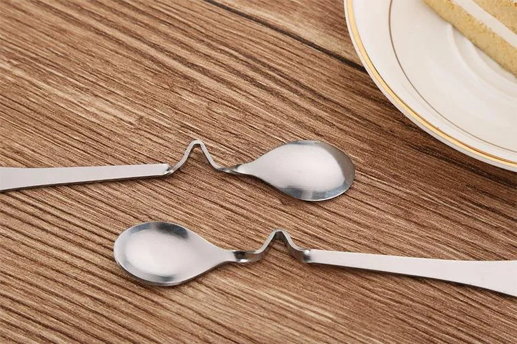 Stainless Steel Twisted Handle Curved Tea Coffee Drink Condiment Spoon ...