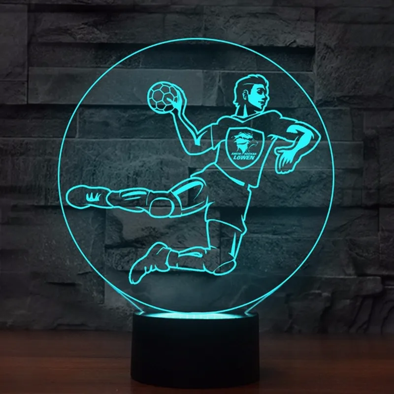 7 Alterar Cores 3D Luminous Handball Players Forma Led Lighting Home ...