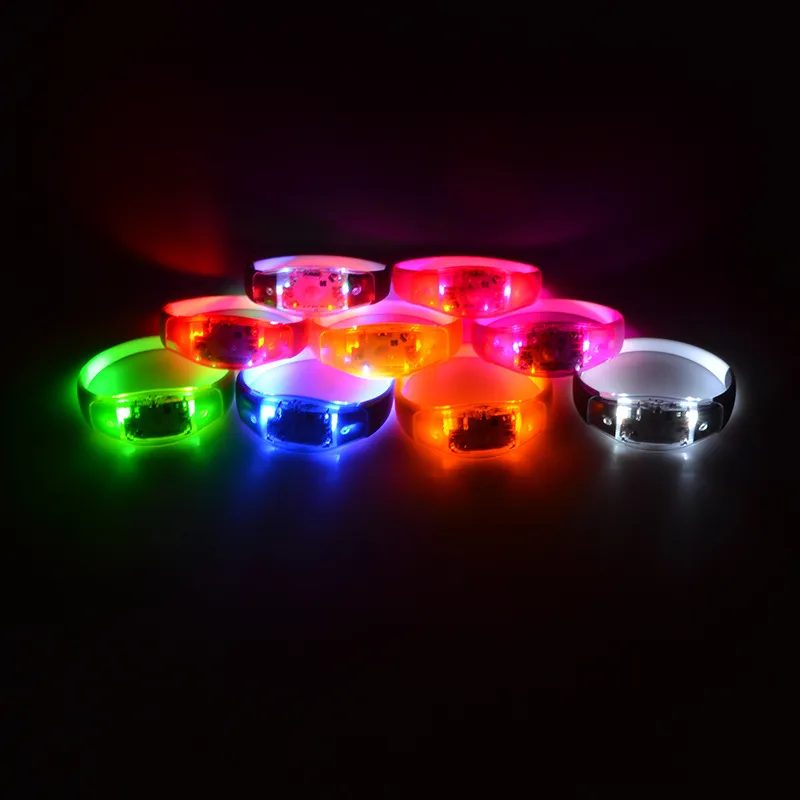 Flashing Party Light Sound Activated LED Bracelet Silicone Light Up ...