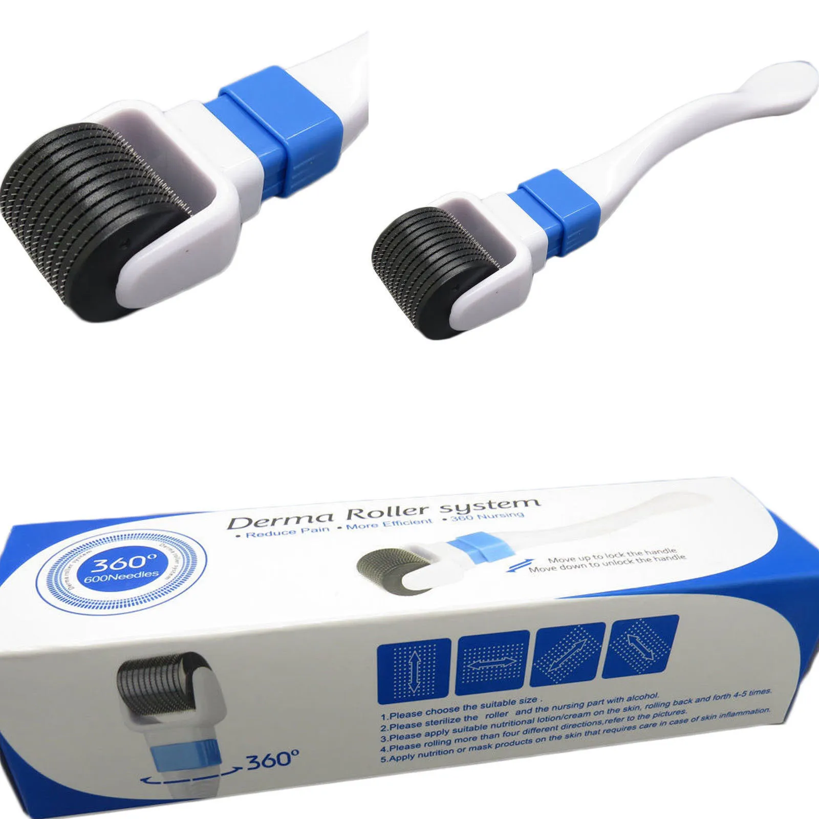 Premium Titanium Dermaroller System With 360 Degree Rotatable Handle ...