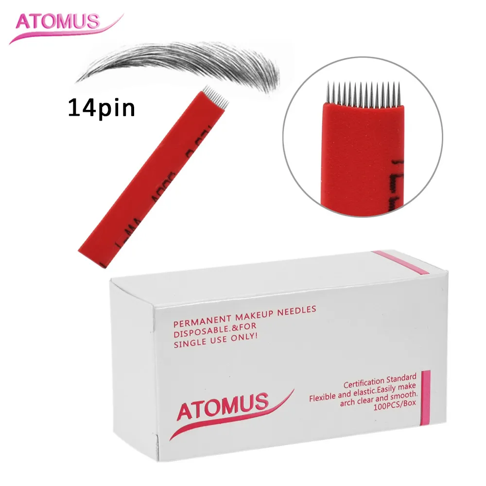 14 Microblading Pins Tattoo Needles Permanent Makeup 0.25mm Microblade ...