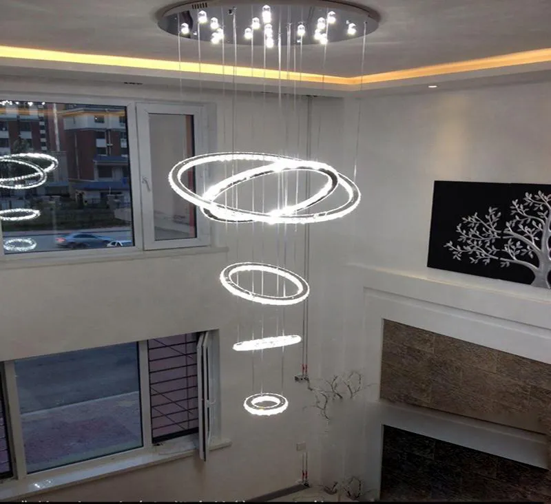 Modern minimalist crystal pendant light with LED bulbs and white shade ...