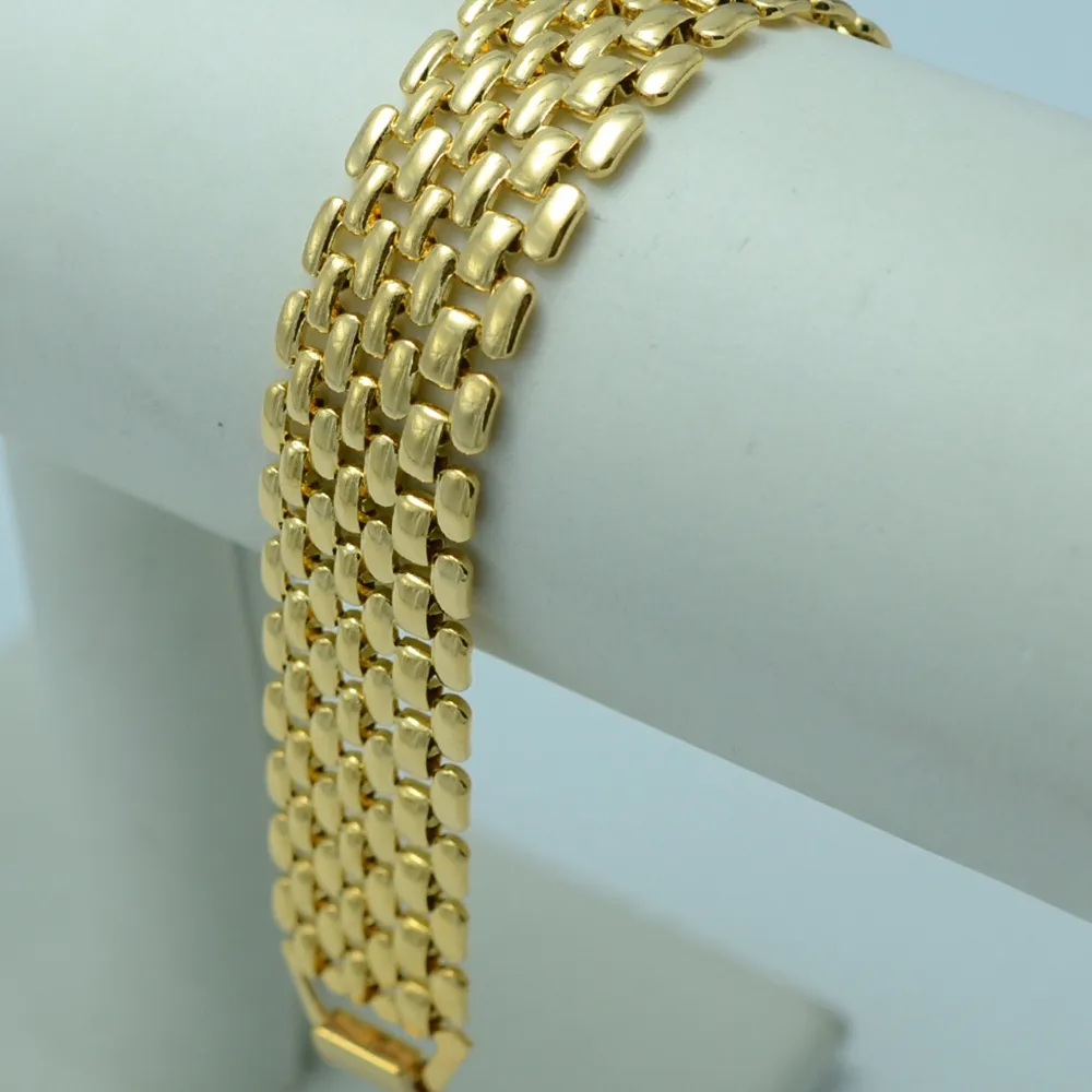 18K Gold Filled Mesh Bracelet 8.07 Inches Wide Link Chain For Women Men ...