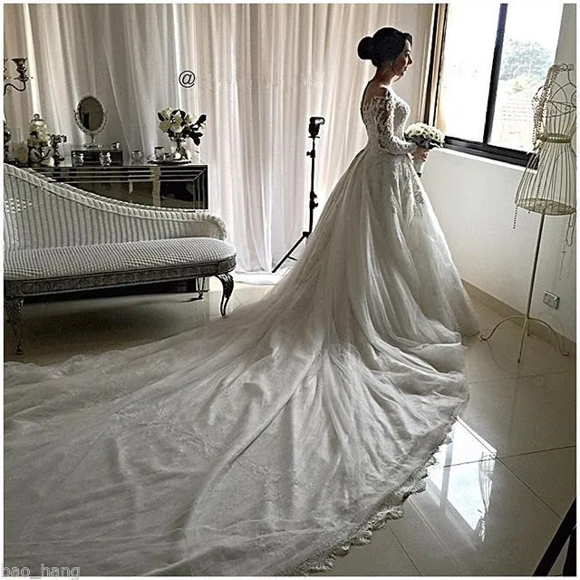 Luxury Dubai Arabic Most Expensive Wedding Dress With Sheer Neckline ...