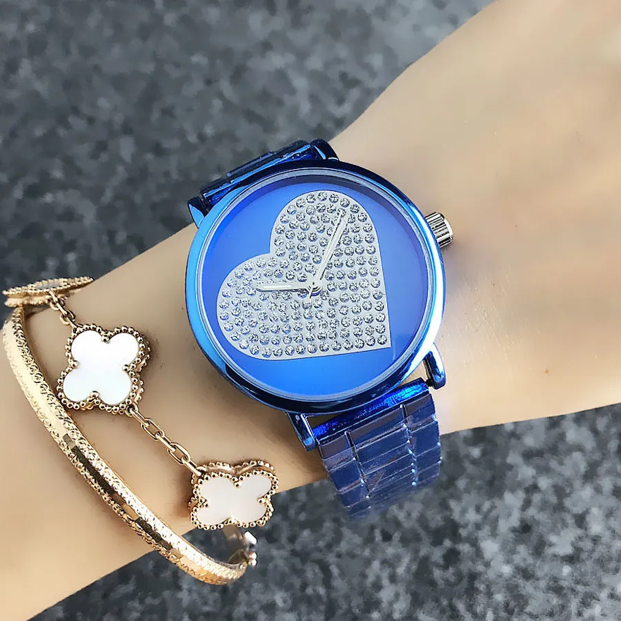 FOSS Brand Quartz Wrist Watch For Women Girl With Crystal Love Heart ...