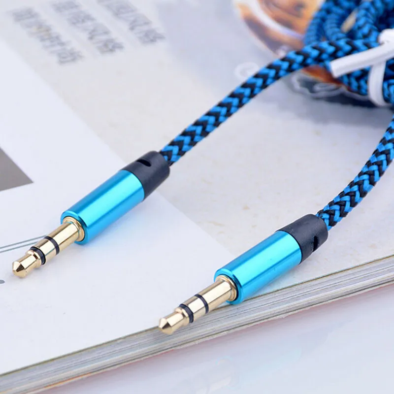 3ft Nylon Braided Mobile Audio AUX Extention Cable With 3.5mm Male Lead ...