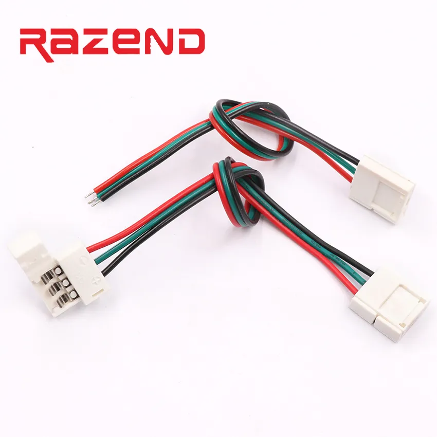 Solderless LED Strip Connectors 3 Pin PCB Corner Clip For 10mm LED ...