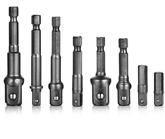 Socket Bit Adapter Set Hex Nut Driver Extensions 1/4, 3/8, 1/2 Power ...