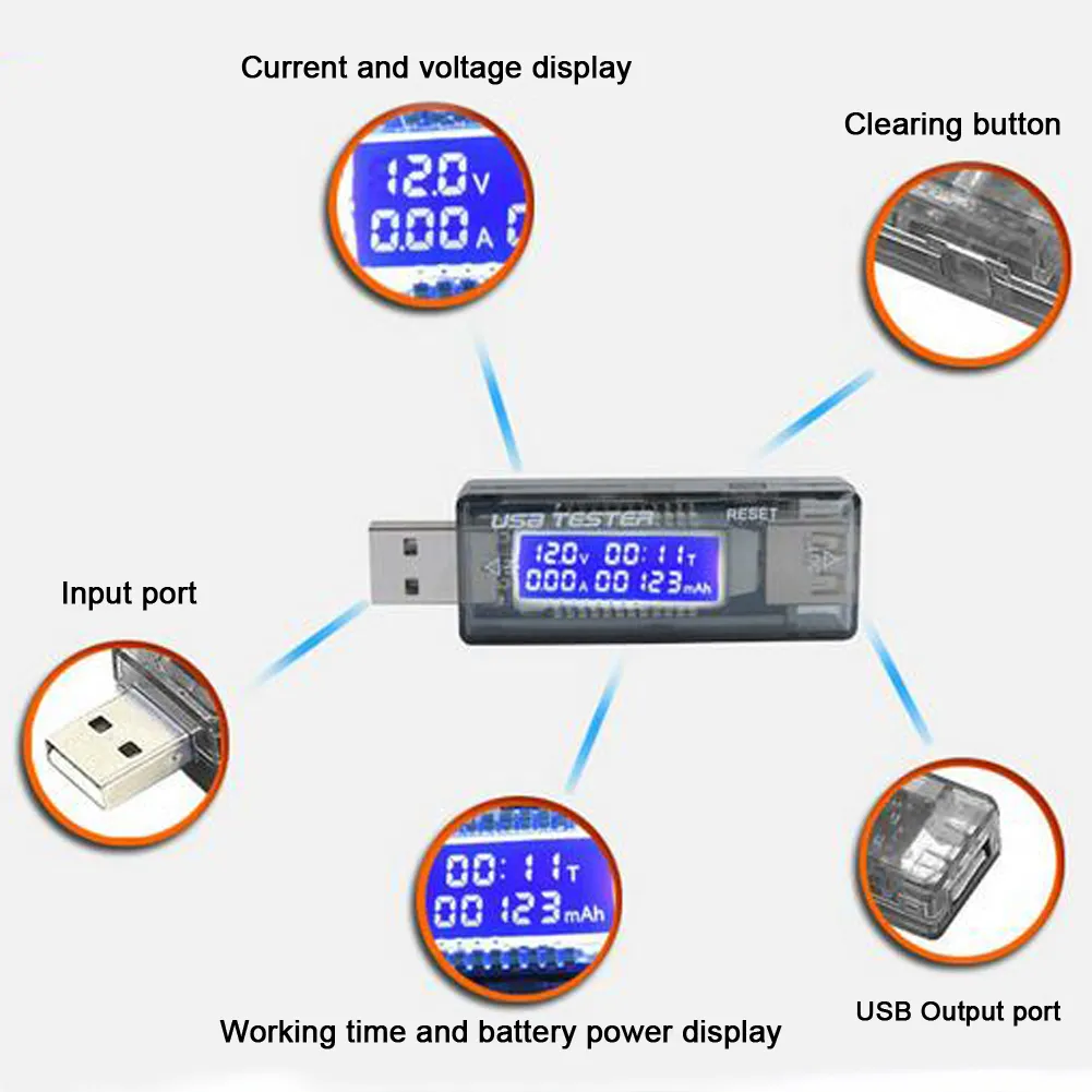 Battery Capacity Checker USB Charger Doctor Tester - Measures Voltage ...