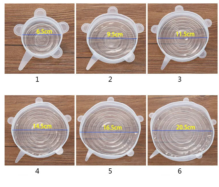 DHgate.com:Silicone Stretch Lids - 6 Pack | Reusable Food Covers for ...