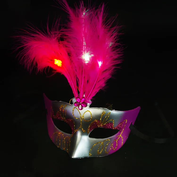 Luminescent Feathered Mask With LED Glittering Princess Venetian ...