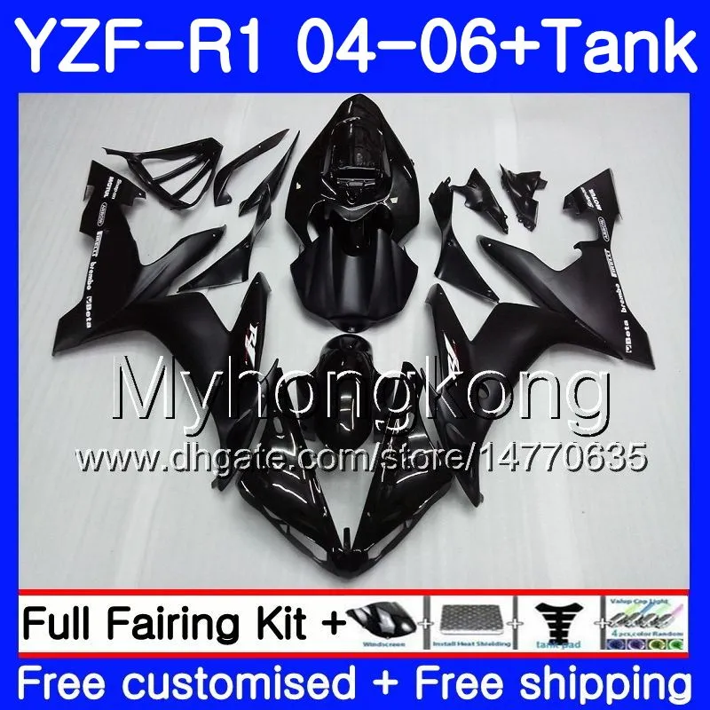 Used Yamaha YZF R1 Fairings Gloss Black Body+Tank Kit For YZF 1000 ...