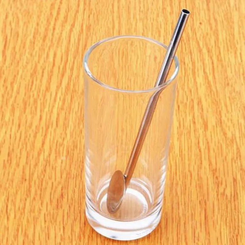 Stainless Steel Drinking Straw Spoon Cocktail Milk Coffee Juice Water ...