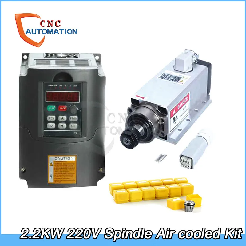 2 kW 220V inverter with 2.2 kW air-cooled square spindle motor kit ...