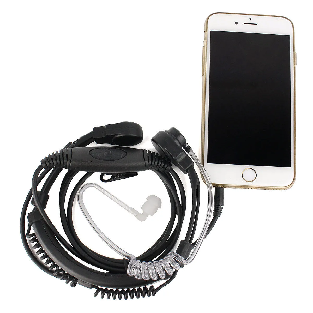R-151 1 Pin PTT Throat Mic Covert Air Tube Headset with Single Ear-Hook ...