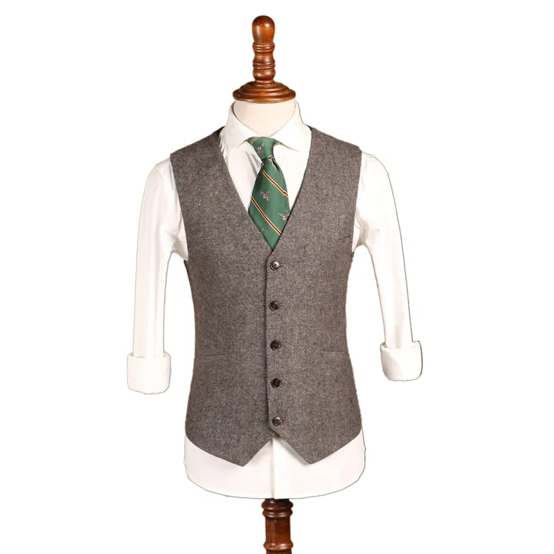 2019 Farm Gray Wool Herringbone Tweed Wedding Groom Vest - Custom Made ...