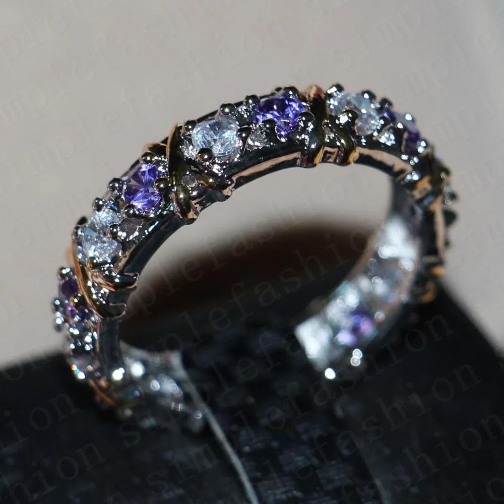 Fashion Jewelry Eternity Ring 3mm Birthstone 5A Cubic Zirconia Sterling ...