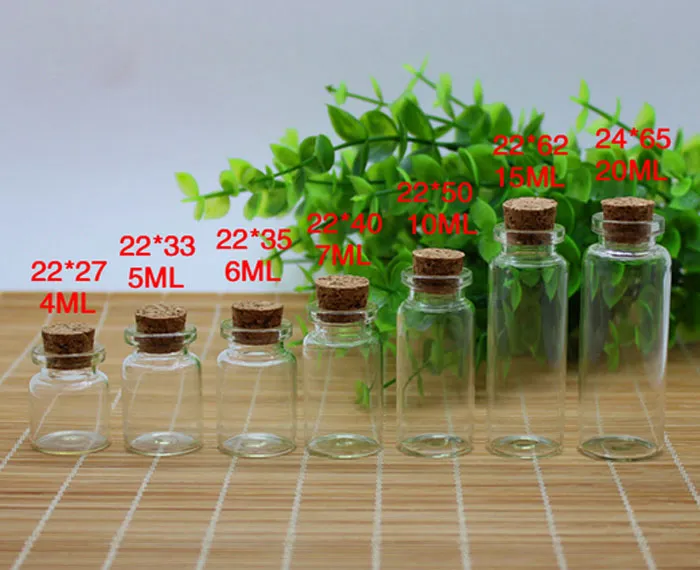 Wholesale Hot Sale Small Mini Corked Bottle Vials Clear Glass Wishing ...