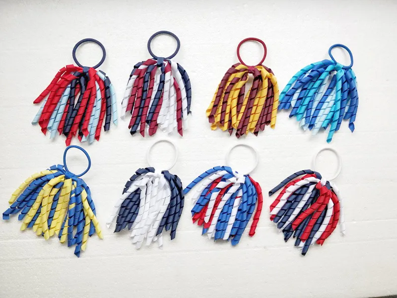 Girl Tassel 5 Korker Hair Bows With Elastic Crimped Curl Streamer ...