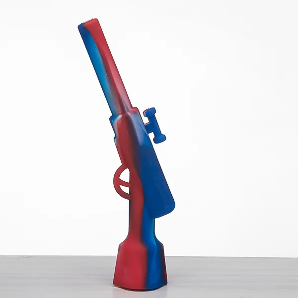 4.3 Inch Silicone Rifle Hand Pipe With Metal Bowl Oil Rig Hookah Wax ...