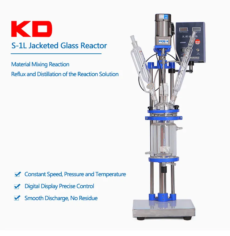 Pyrex Lab Glassware 1L Double Walled Glass Reactor With Condenser ...