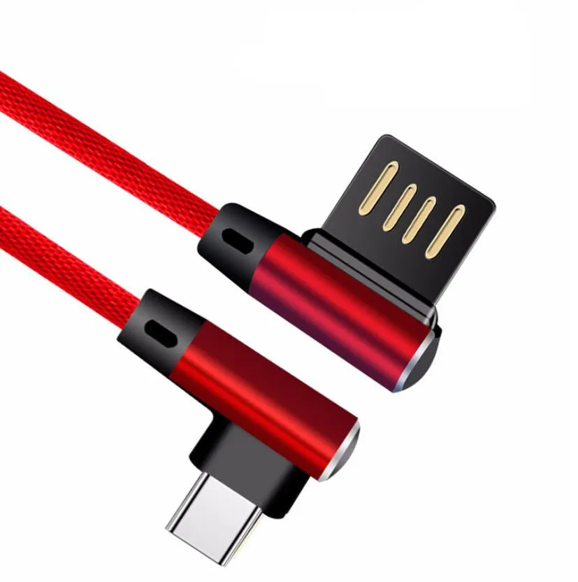 High Quality Usb Cable 90 Degree USB Type C Cables 2.4A Nylon Braided L ...