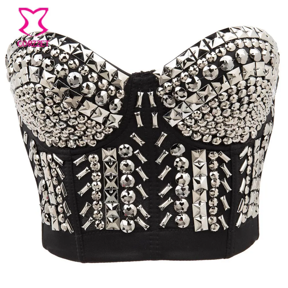 DHgate.com:Womens Silver Resin Gems Studded Push Up Bra Bustier ...