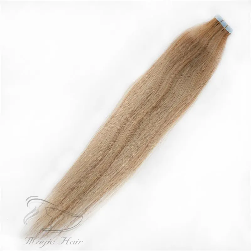 Human Virgin Hair Extensions PU Tape Remy Full Head Balayage Color 16/ ...