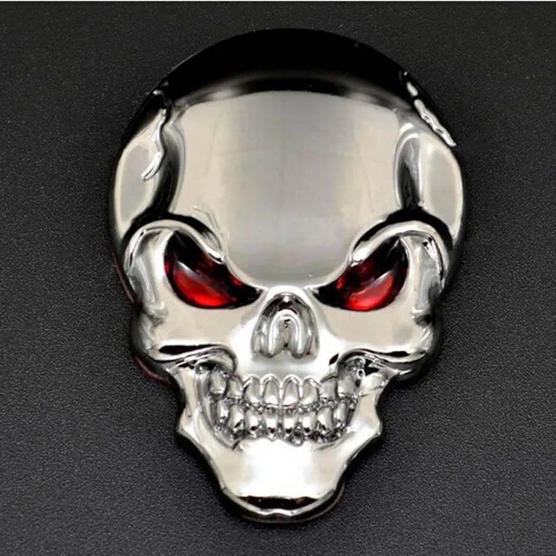 10 Pack Universal 3D Skull Chrome Car Boot Emblem Skull Stickers For ...