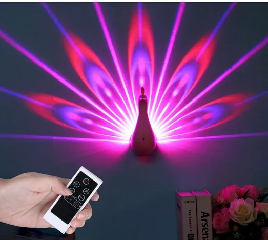 Peacock LED Peacock Wall Light With Remote Control For Colorful Night ...