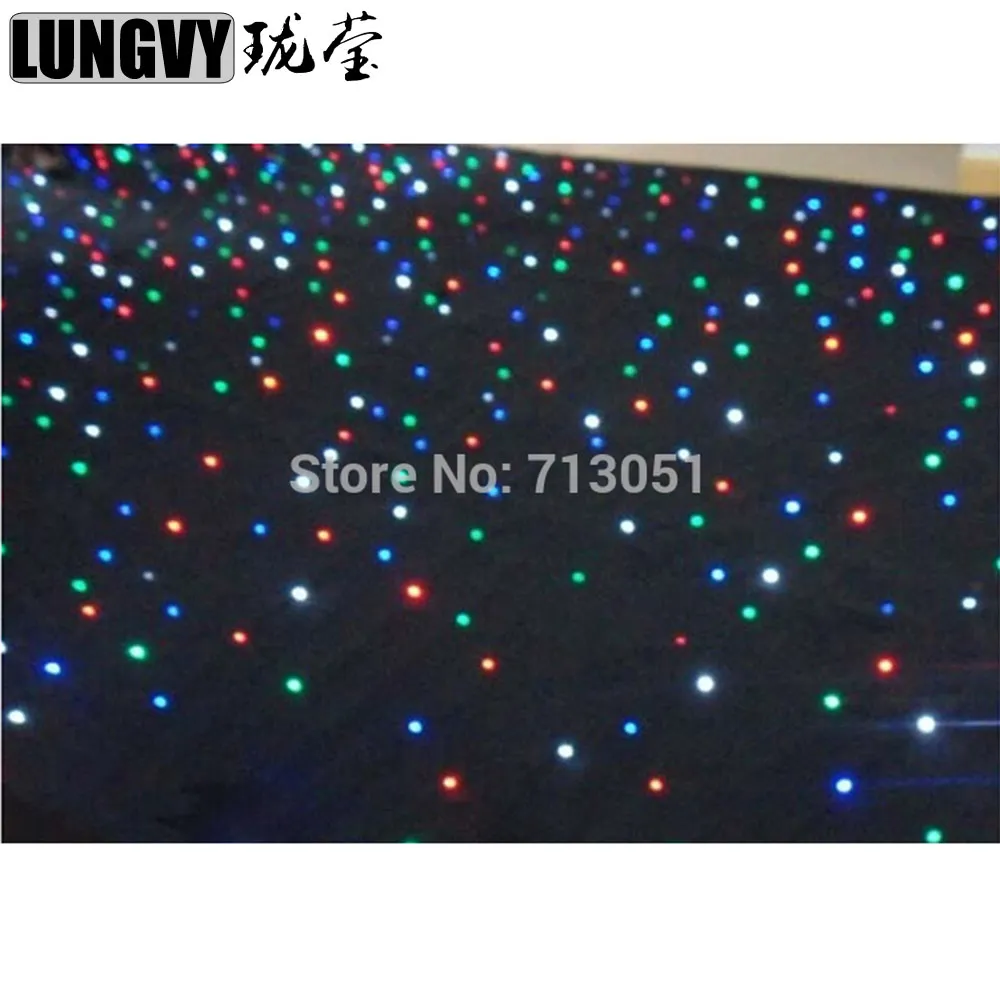 High Brightness Quality 7m*10m LED Curtain Fabric Leds RYBW Color Star ...