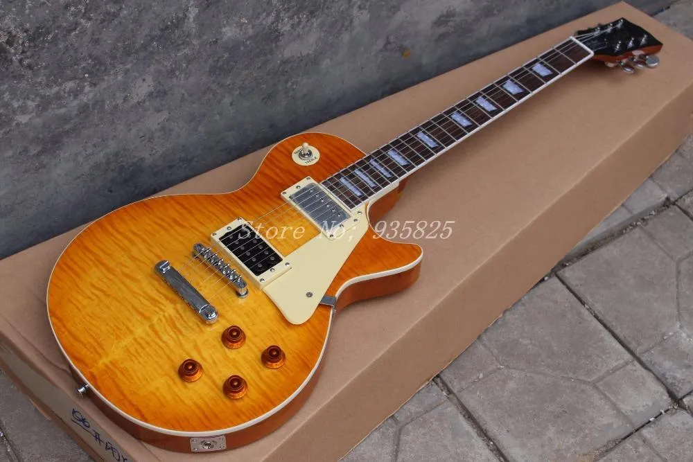 DHgate.com:Custom 1959 Tiger Electric Guitar: Mahogany Body, Maple Top ...