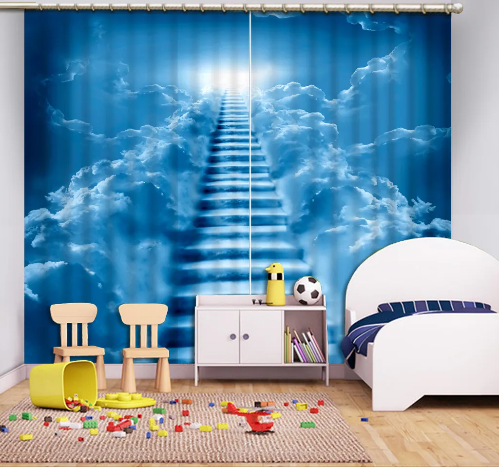 European Style Curtains For Living Room Windows: 3D Curtain Ladder ...