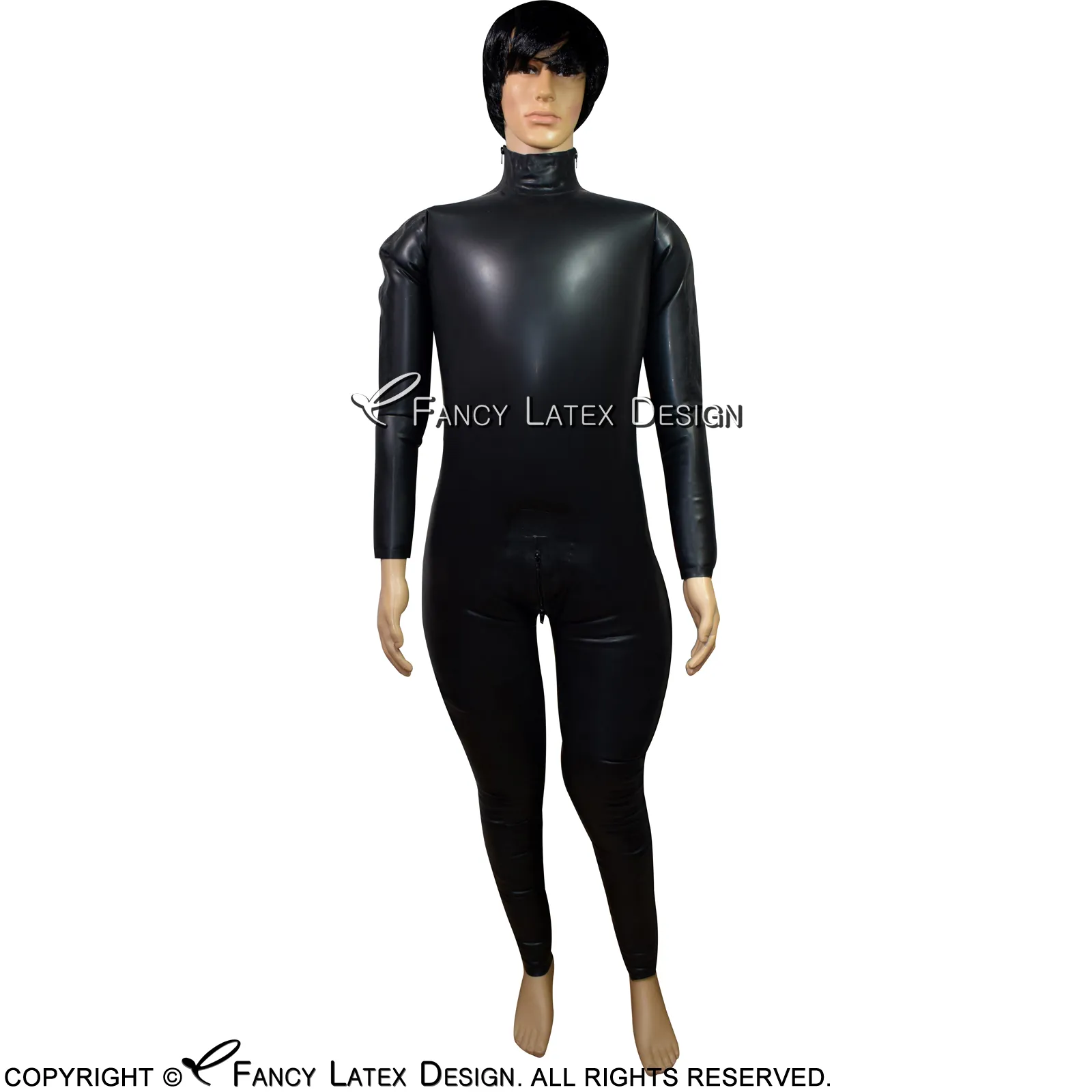 Schwarze Sexy Aufblasbare Latex Catsuit Kostüme Mit Schulter