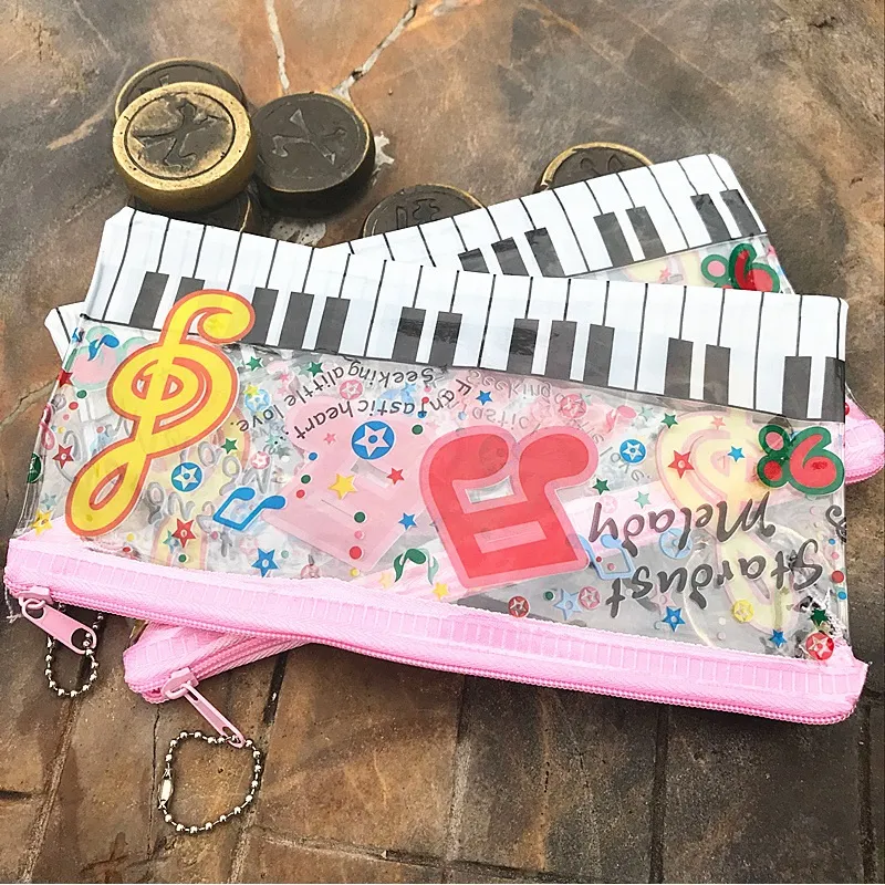 ZA5812 Piano Music Notation Pencil Case Transparent Creative Pen Pouch ...