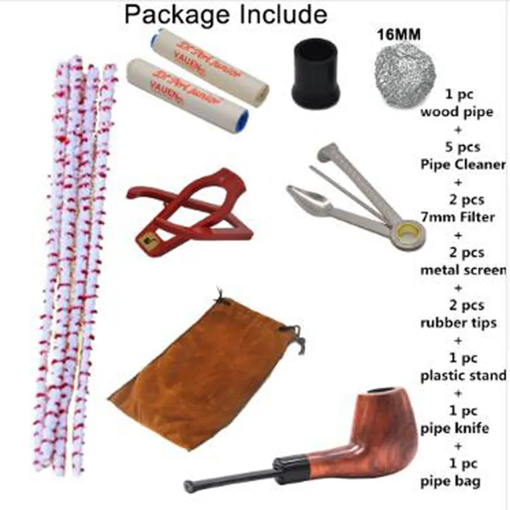 Red Wood Glass Pipe: Complete Smoking Kit With Tobacco Smoking ...
