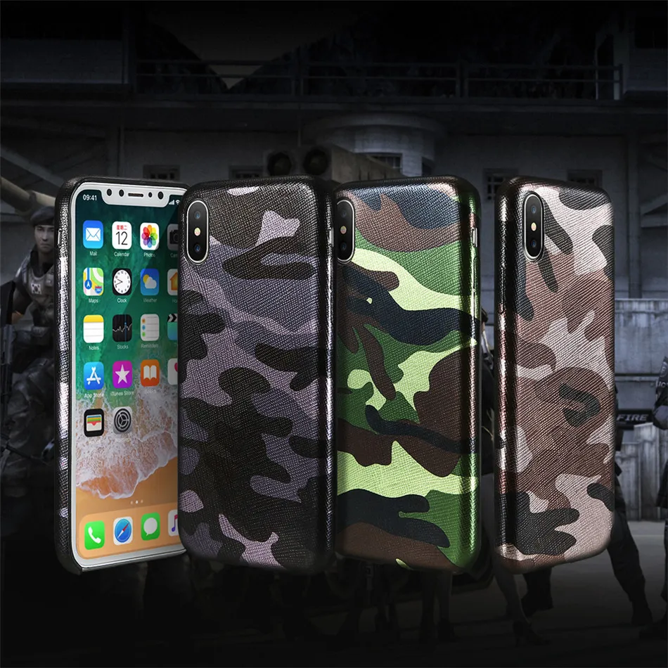 Camouflage Phone Case For IPhone 7 7 Plus X Case PU Leather Army Camo ...