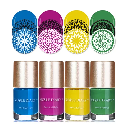 DHgate.com:Vibrant 4-Color Nail Stamping Polish Set for Stylish Nail ...