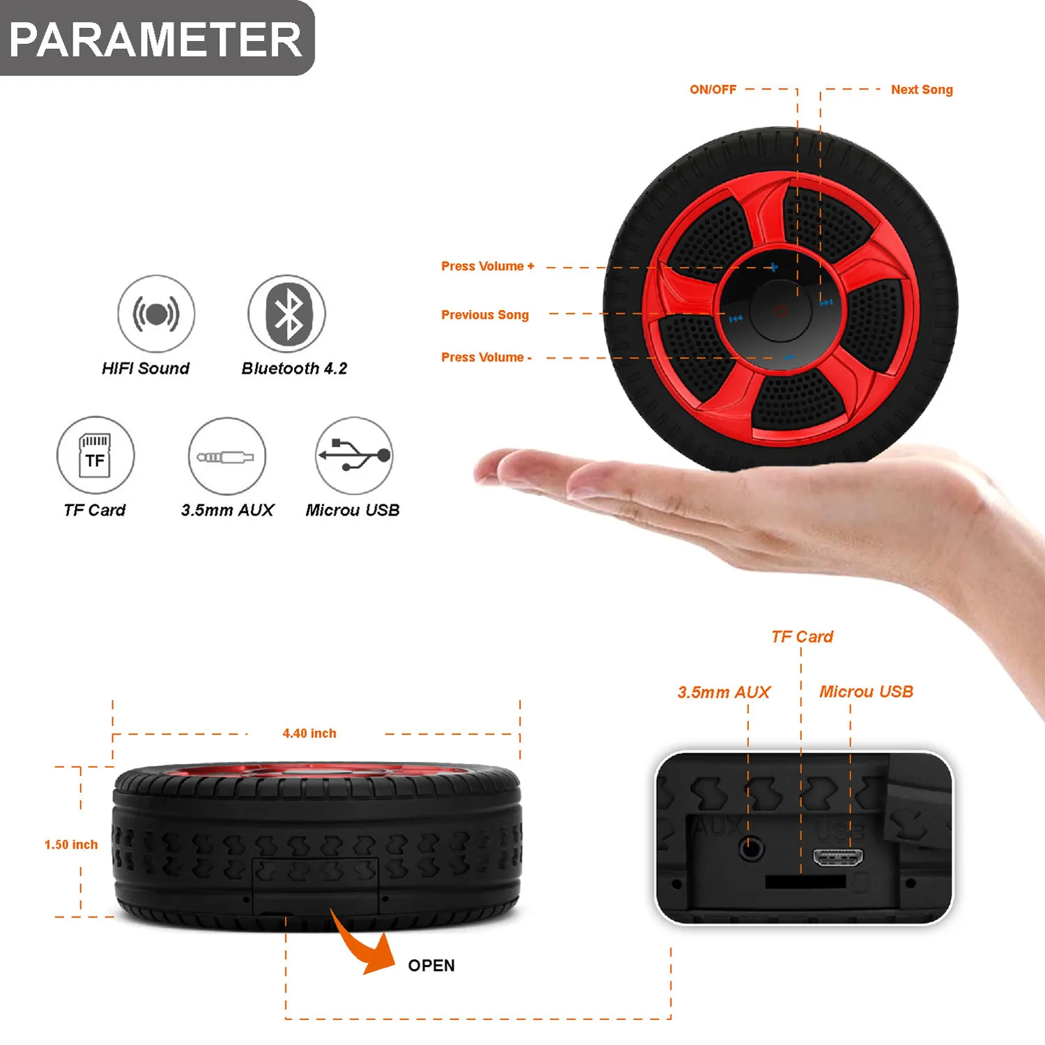 New Car Tires Wheel Bluetooth Speakers With Microphone Portable Rolling ...