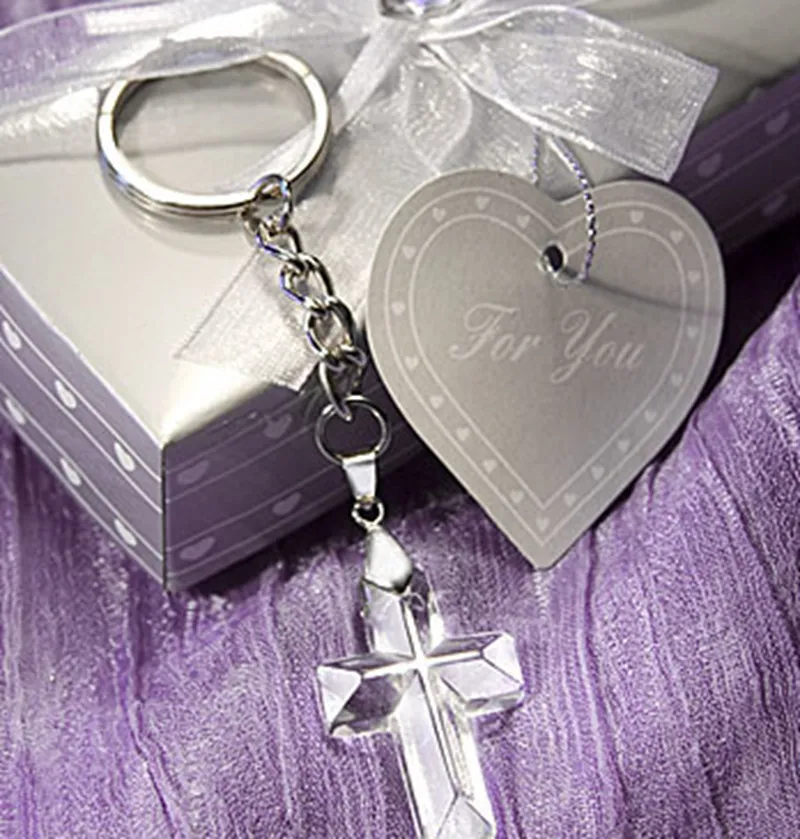 Crystal Keychain Wedding Favors: Elegant Crystal Cross Keychains In ...