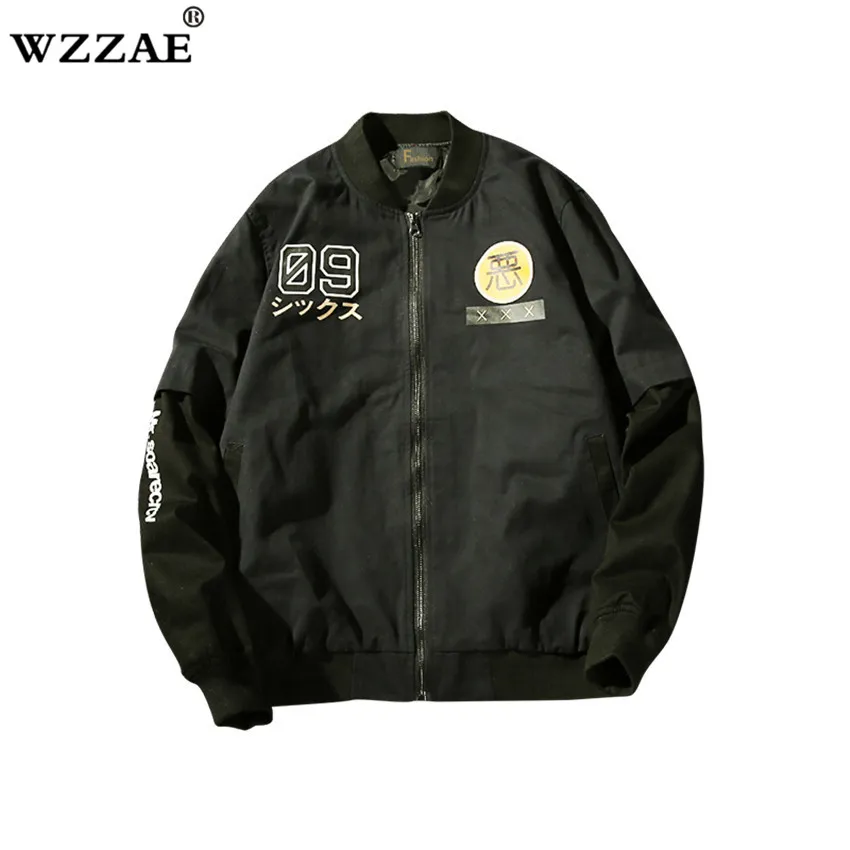 2018 Fashion Men Bomber Jacket Hip Hop Patch Designs Slim Fit Pilot ...