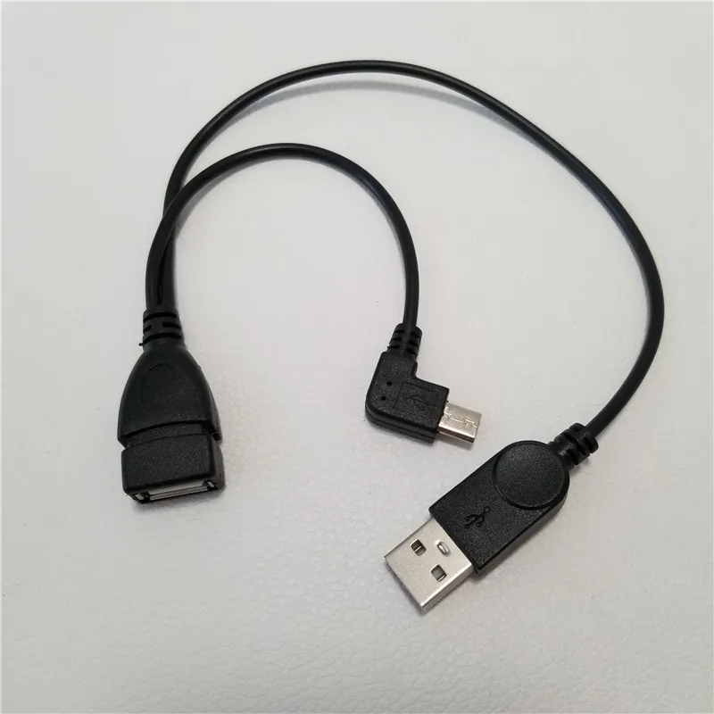 90 Degree Right Angled Micro USB Male Host OTG Cable W/ Power Cable For ...