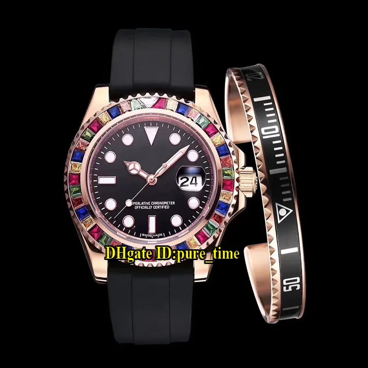 Cheap YM Date 116695 116695SATS Black Dial Automatic Mens Watch Rainbow ...