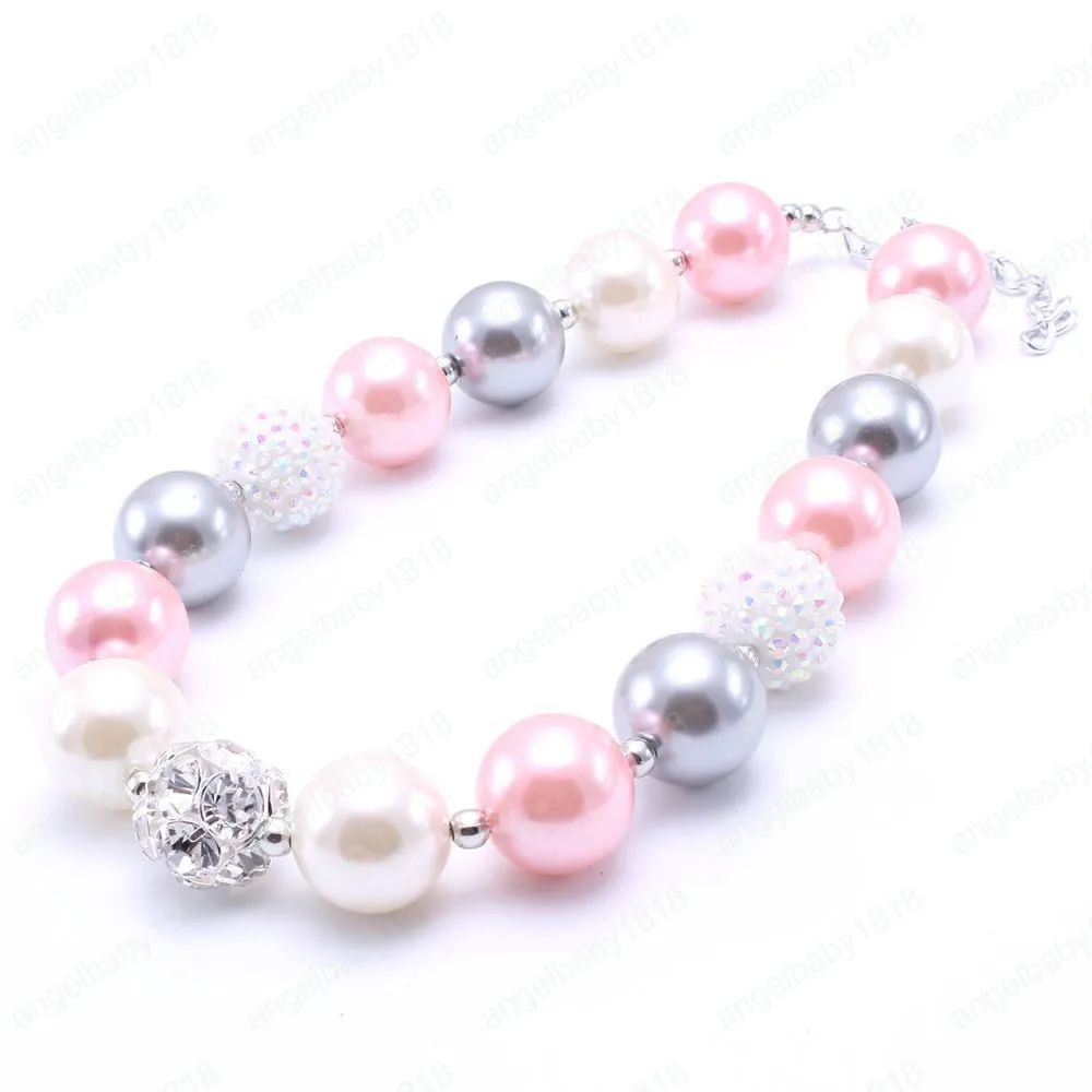 Baby Girls' Chunky Bead Necklace, Toddler Bubblegum Necklace, Handmade ...