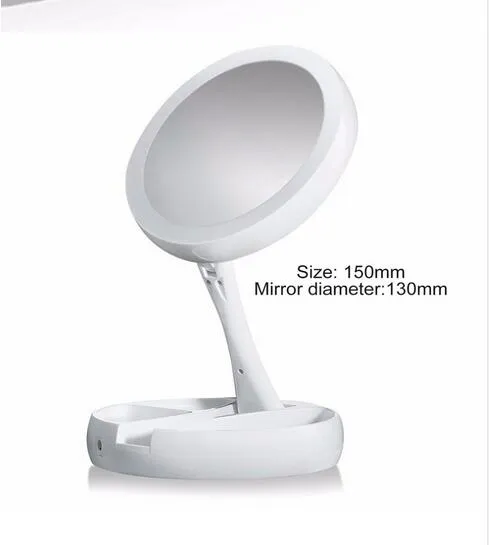 Foldable Round LED Thinkspace Beauty Mirror For Women Portable Desktop ...