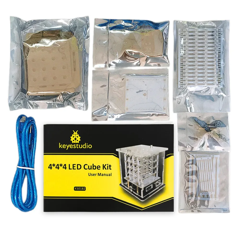 Wholesale New 4x4x 4 LED Cube Kit With FTDI Module And Manual VasRC For ...