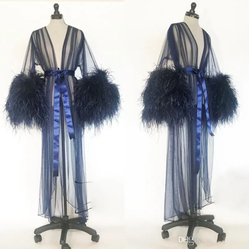 Sexy Women Robe Fur Nightgown Bathrobe Sleepwear V Neck Bridal Robe ...