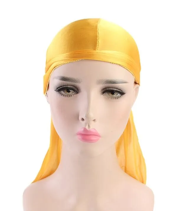 2018 New Fashion Mens Satin Durags Bandana Turban Wigs Men Silky Durag