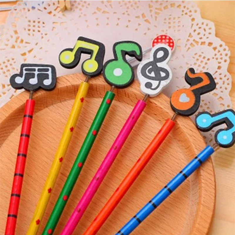 Advanced Wooden Cartoon Musical Note Pencils, HB Pencils, Spring Toys ...